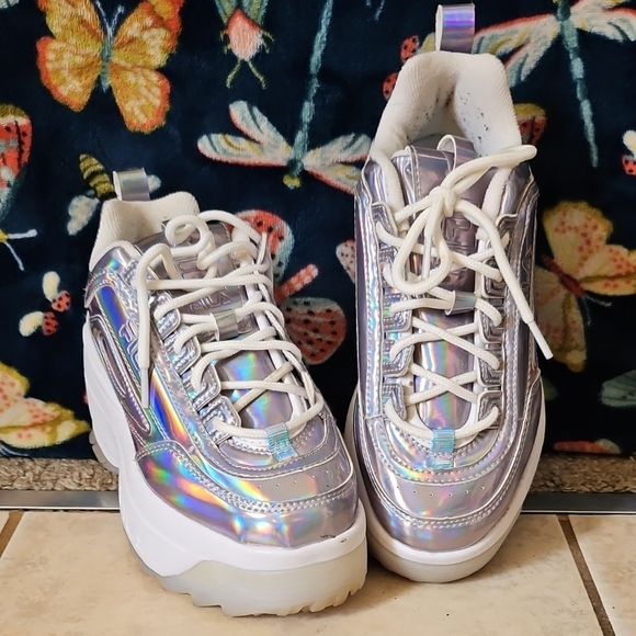 Fila | Shoes | Holographic Platform Sneakers | Poshmark
